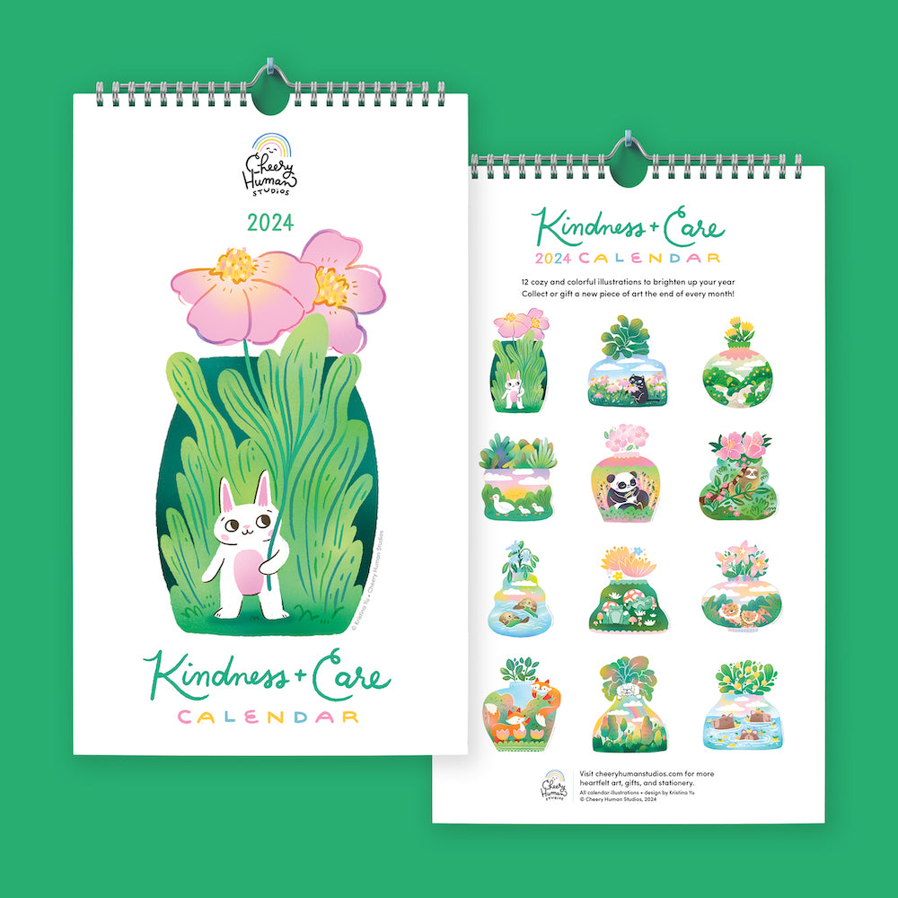 *CLEARANCE* Kindness + Care 2024 Wall Calendar – Cheery Human Studios