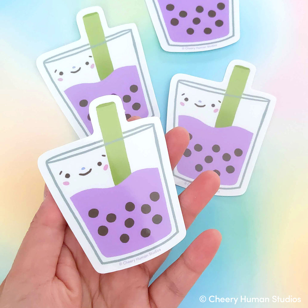 Taro Boba - Handmade Vinyl Sticker – Cheery Human Studios