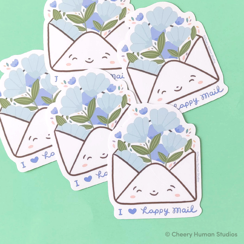 I Love Happy Mail - Handmade Vinyl Sticker – Cheery Human Studios