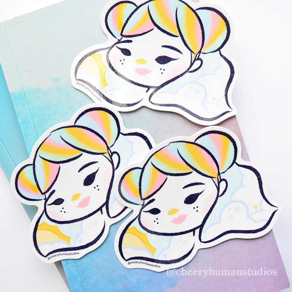Rainbow Pastel Girl - Vinyl Sticker – Cheery Human Studios